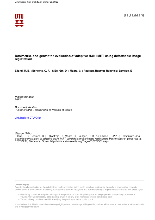 (PDF) PO-0893 Dosimetric- and Geometric Evaluation of Adaptive H&N Imrt ...