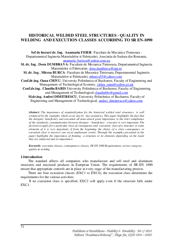 (PDF) Historical Welded Steel Structures - Quality in Welding and ...
