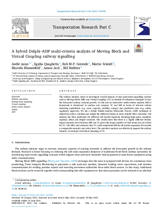Pdf A Hybrid Delphi Ahp Multi Criteria Analysis Of Moving Block And