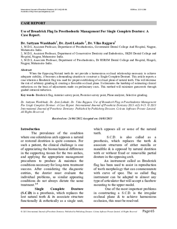 (PDF) Use of Broadrick Flag in Prosthodontic Management for Single ...