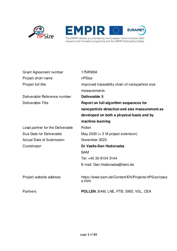 Pdf Report On Full Algorithm Sequences For Nanoparticle Detection And 3263
