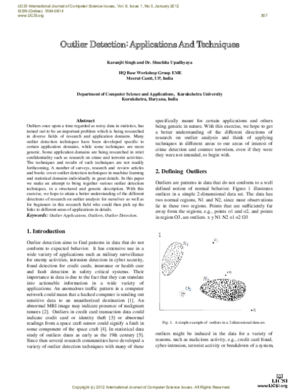 Pdf Outlier Detection Applications And Techniques