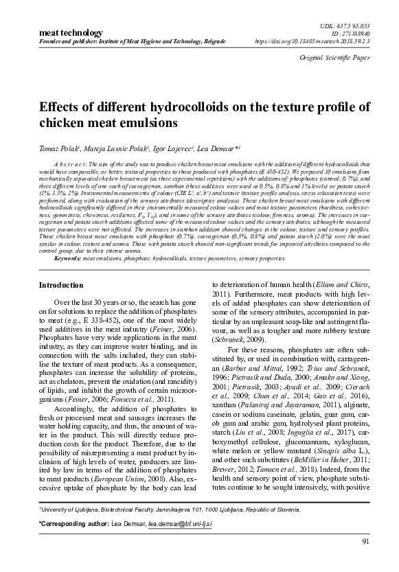 (PDF) Effects of Different Hydrocolloids on the Texture Profile of ...
