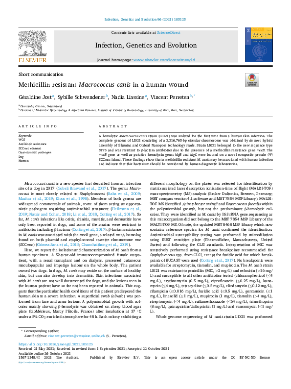 (PDF) Methicillin-resistant Macrococcus canis in a human wound