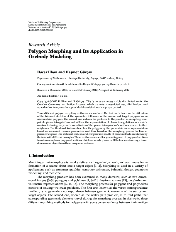 (PDF) Polygon Morphing and Its Application in Orebody Modeling