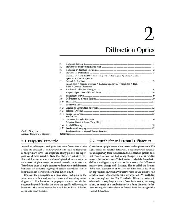 (PDF) Diffraction Optics