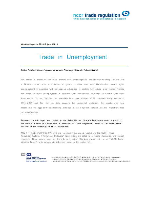 (PDF) Trade in Unemployment