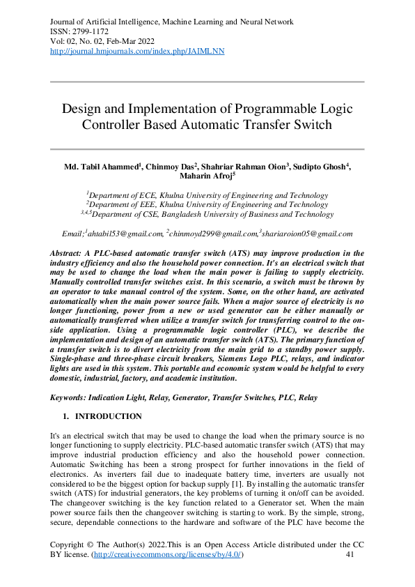 (PDF) Design and Implementation of Programmable Logic Controller Based ...