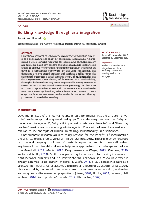 (PDF) Building knowledge through arts integration