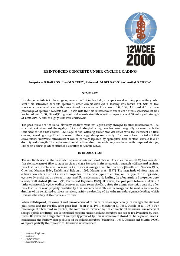 Pdf Reinforced Concrete Under Cyclic Loading