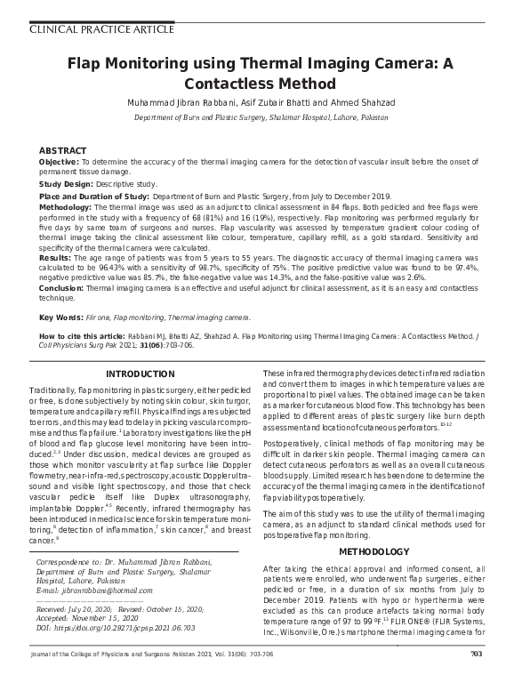 (PDF) Flap Monitoring using Thermal Imaging Camera: A Contactless ...
