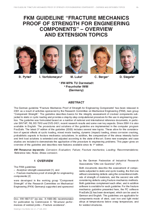 (PDF) FKM Guideline “Fracture Mechanics Proof of Strength for ...