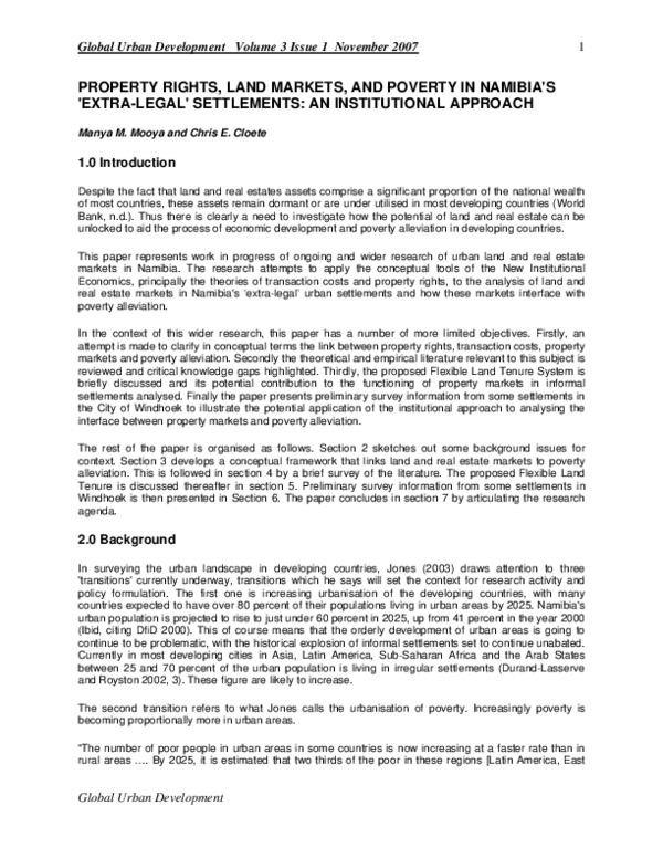 (PDF) Property Rights, Land Markets, and Poverty in Namibia'S'Extra ...