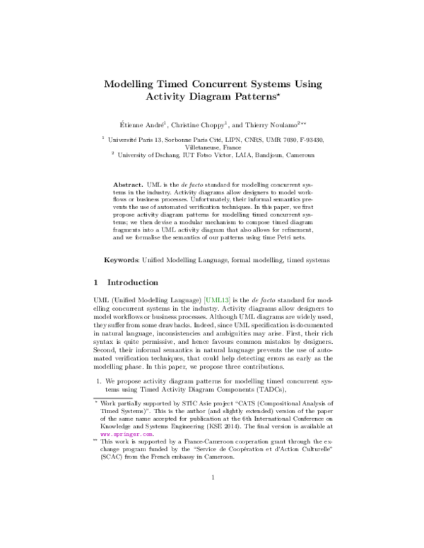 (PDF) Modelling Timed Concurrent Systems Using Activity Diagram Patterns