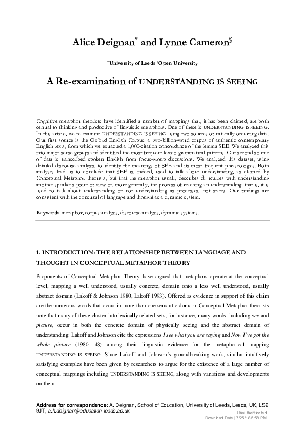(PDF) A Re-examination of UNDERSTANDING IS SEEING