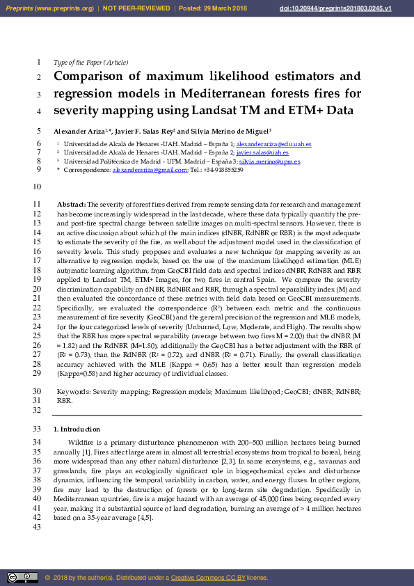 Pdf Comparison Of Maximum Likelihood Estimators And Regression Models