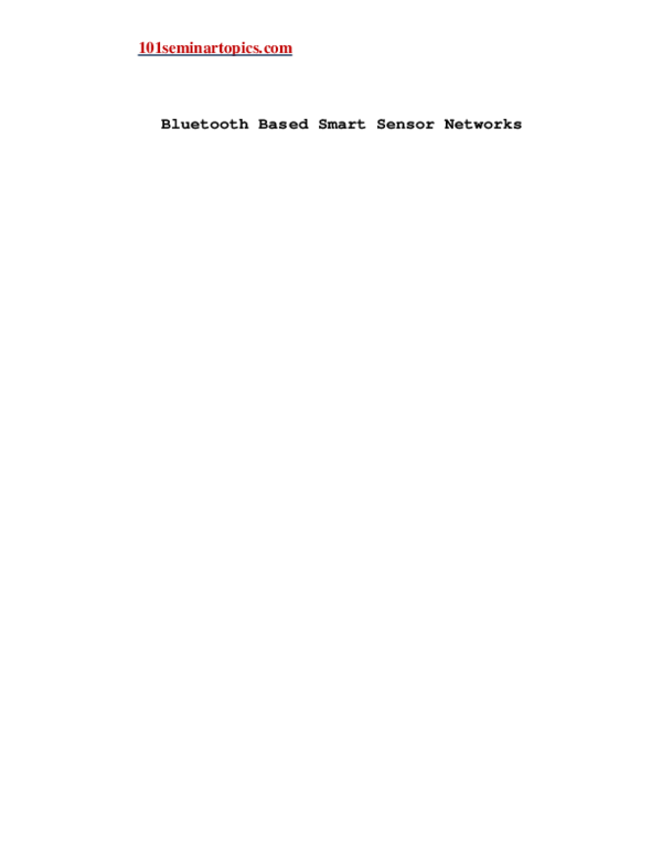 (PDF) Bluetooth-Based Smart Sensor Networks
