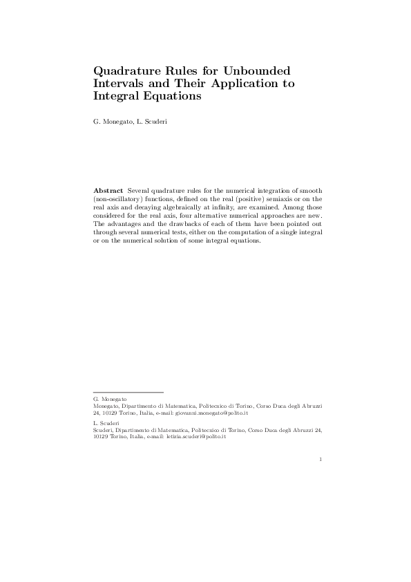 (PDF) Quadrature Rules for Unbounded Intervals and Their Application to ...