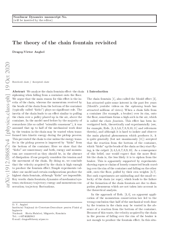 (PDF) The theory of the chain fountain revisited