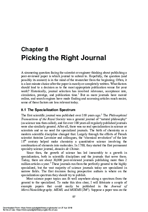 (PDF) Picking the Right Journal