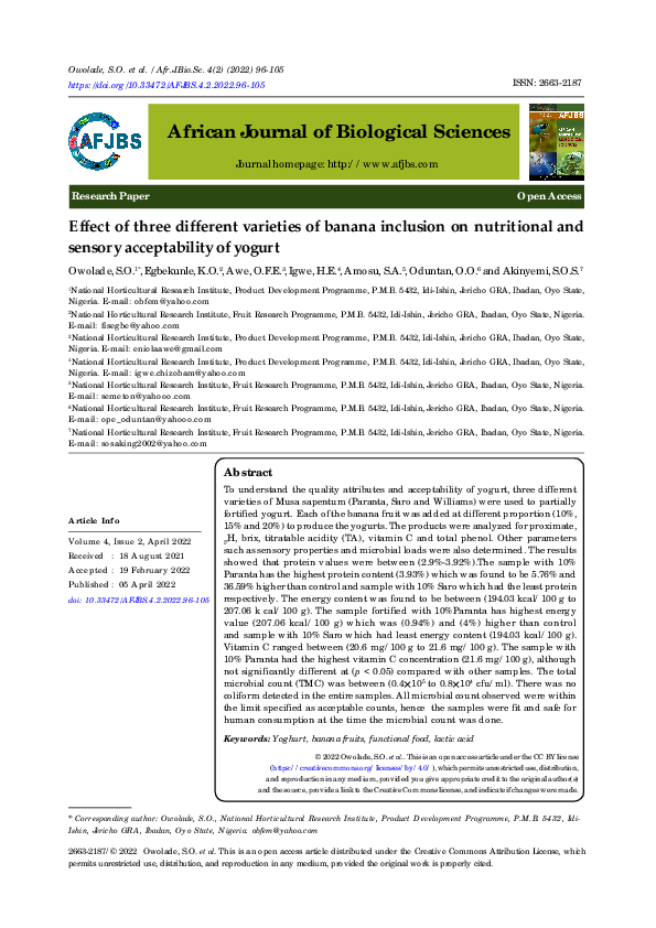 (PDF) Effect of three different varieties of banana inclusion on ...