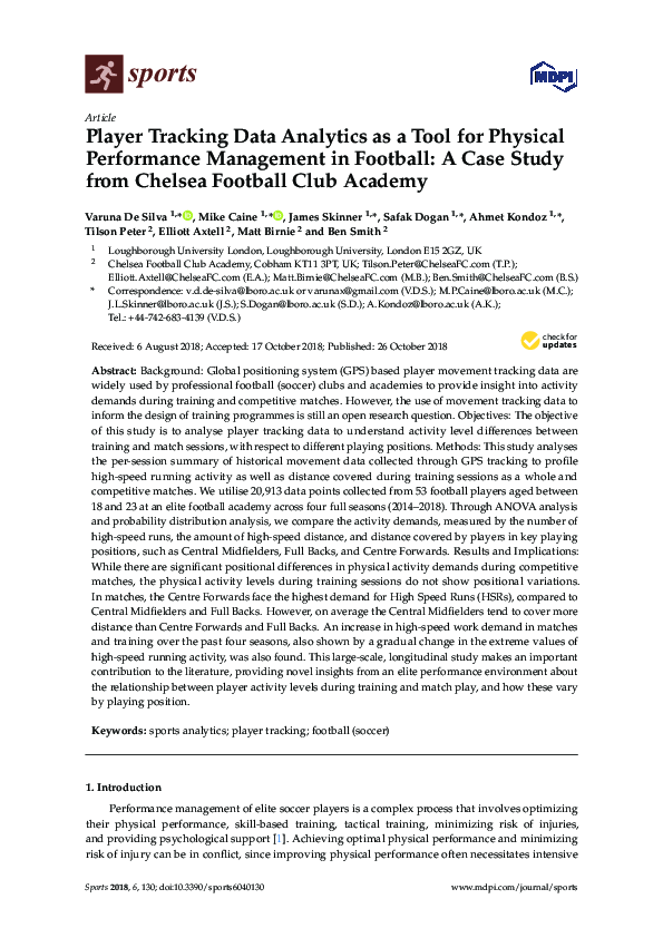 (PDF) Player Tracking Data Analytics as a Tool for Physical Performance ...