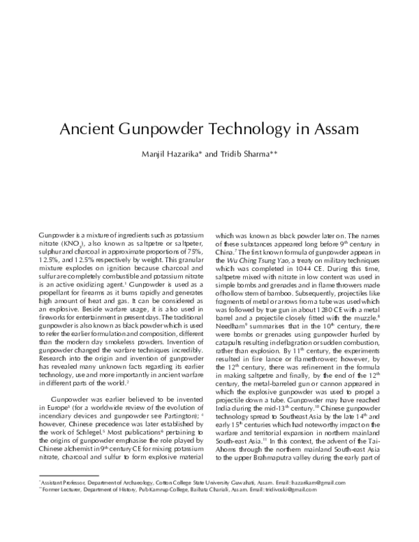 (PDF) Ancient Gunpowder Technology in Assam