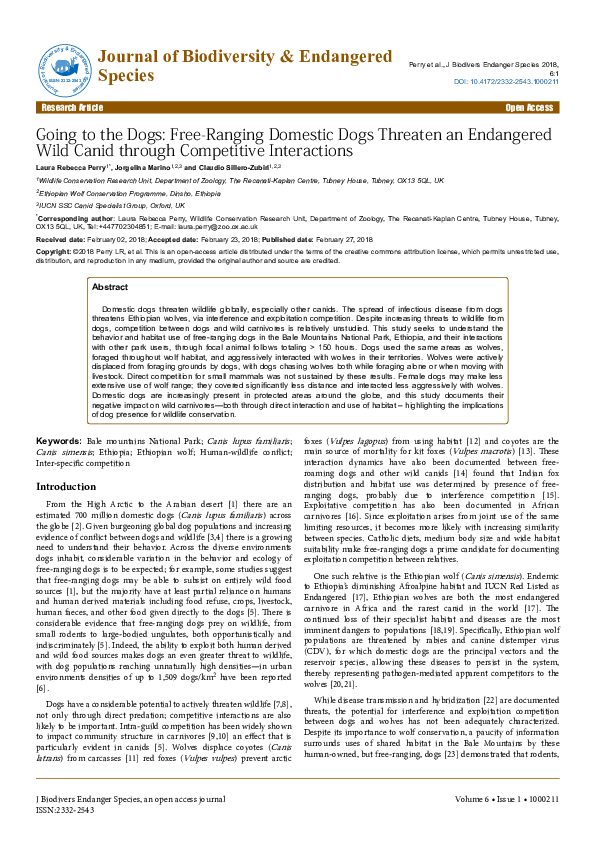 (PDF) Going to the Dogs: Free-Ranging Domestic Dogs Threaten an ...