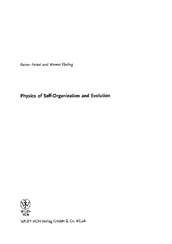 (PDF) Physics of Self‐Organization and Evolution
