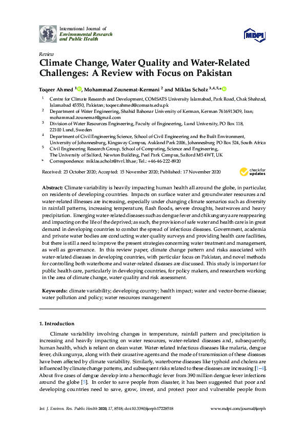 (PDF) Climate Change, Water Quality and Water-Related Challenges: A ...