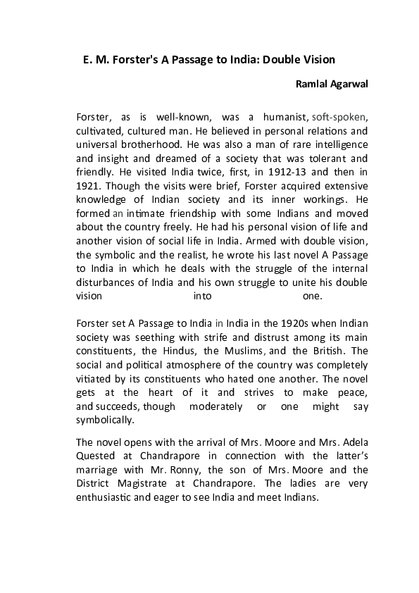 (DOC) E. M. Forster's A Passage to India