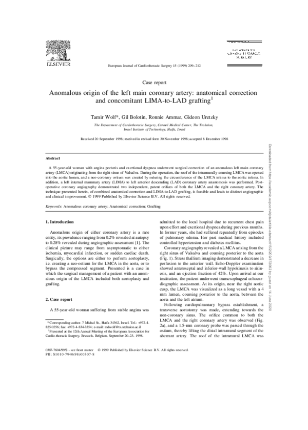 (PDF) Anomalous origin of the left main coronary artery: anatomical ...