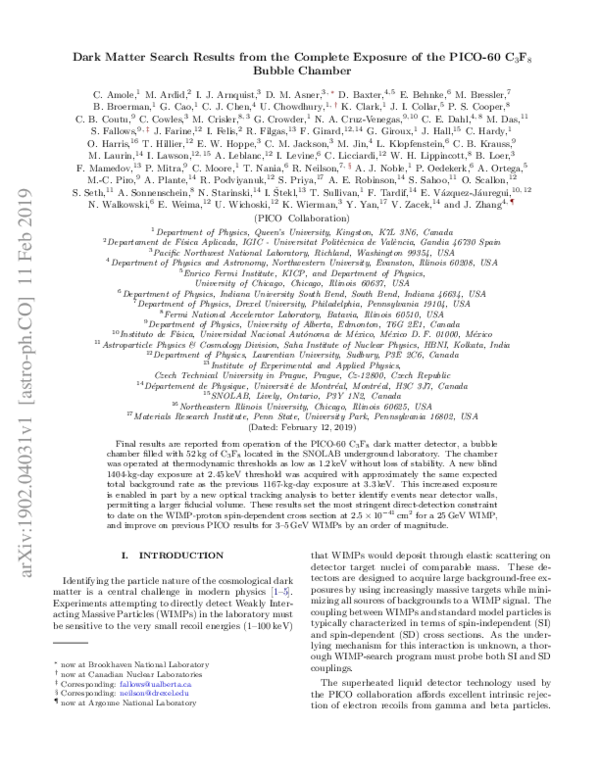 (PDF) Dark matter search results from the complete exposure of the PICO ...
