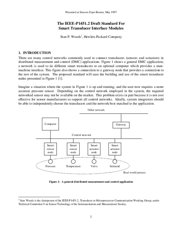(PDF) An Overview of the IEEE-P1451.2 Smart Transducer Interface Module