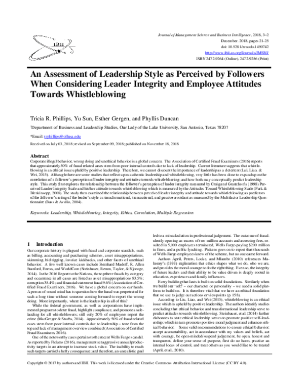 (PDF) An Assessment Of Leadership Style As Perceived By Followers When Considering Leader ...