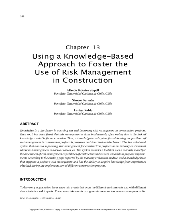 (PDF) Using a Knowledge-Based Approach to Foster the Use of Risk ...