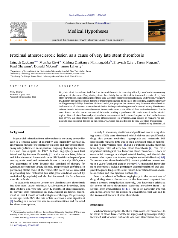 (PDF) Proximal atherosclerotic lesion as a cause of very late stent ...