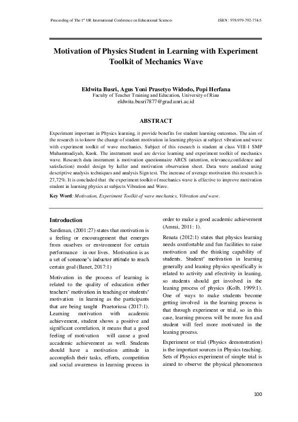 (PDF) Motivation of Physics Student in Learning with Experiment Toolkit ...