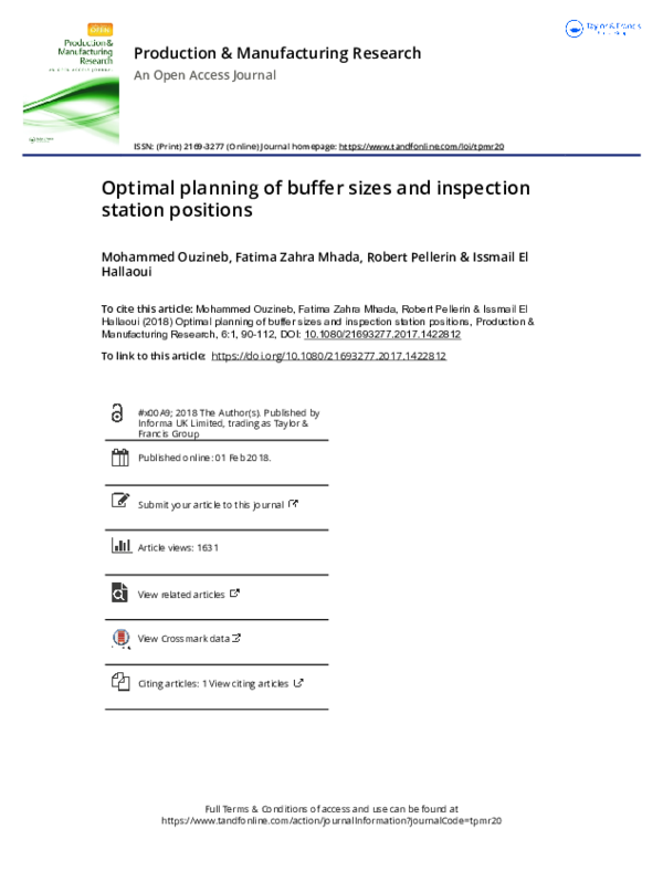 (PDF) Optimal planning of buffer sizes and inspection station positions
