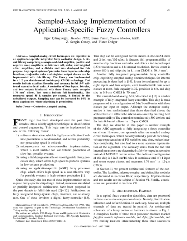 (PDF) Sampled-analog implementation of application-specific fuzzy controllers