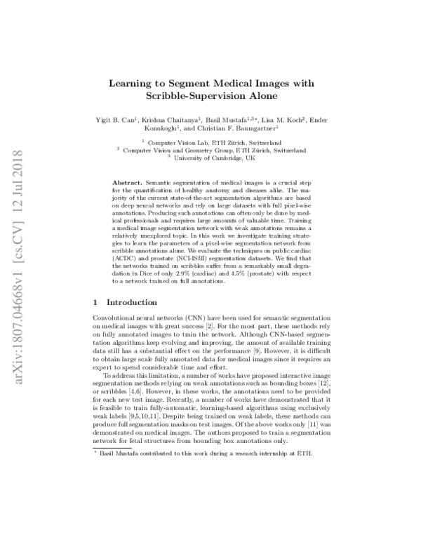 (PDF) Learning to Segment Medical Images with Scribble-Supervision Alone