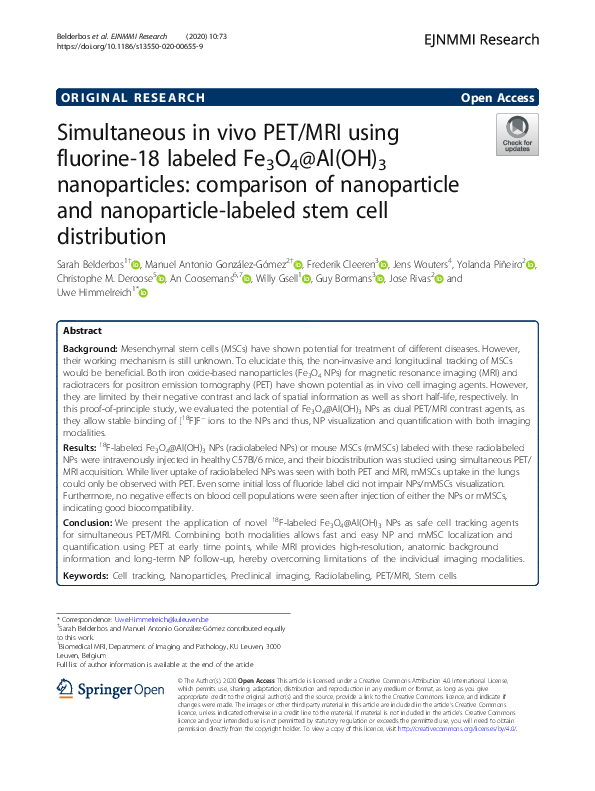 (PDF) Simultaneous in vivo PET/MRI using fluorine-18 labeled Fe3O4@Al ...