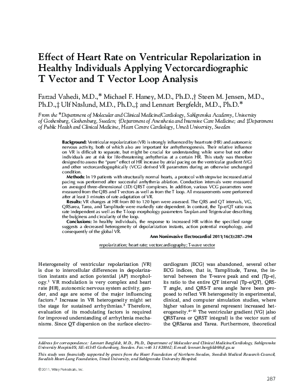 (PDF) Effect of Heart Rate on Ventricular Repolarization in Healthy ...
