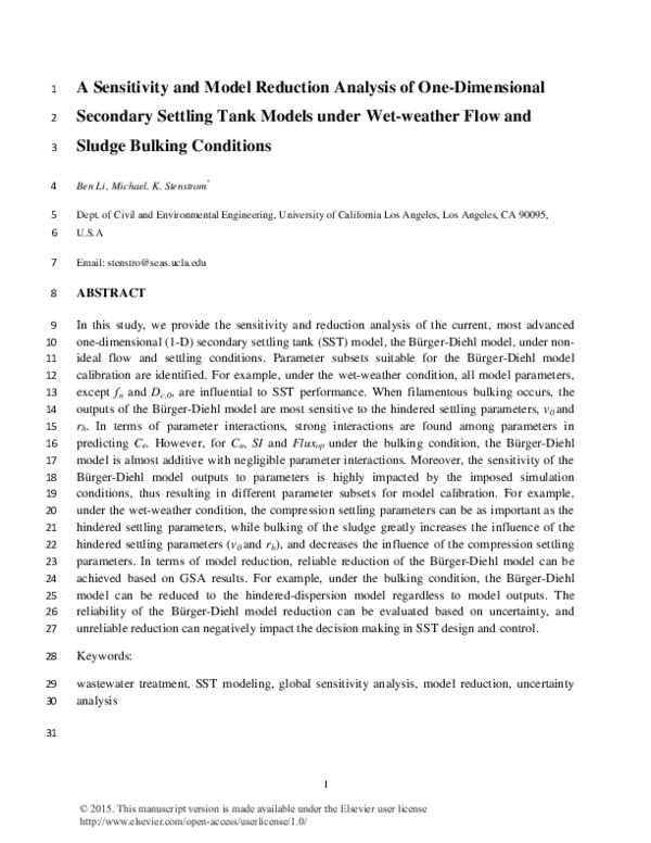 (PDF) A sensitivity and model reduction analysis of one-dimensional ...