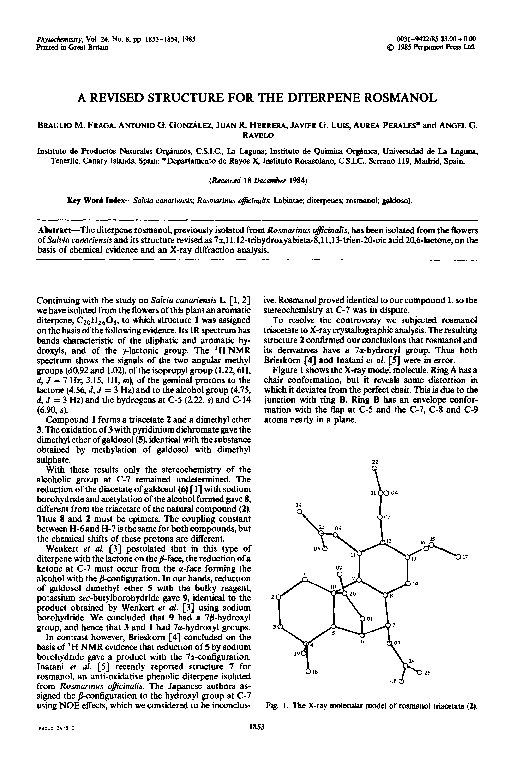 (PDF) A revised structure for the diterpene rosmanol