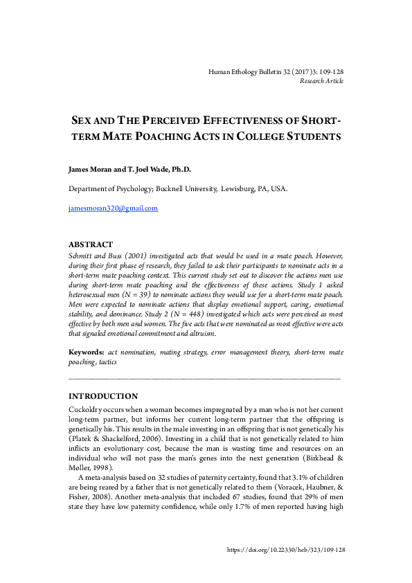 (PDF) Sex and The Perceived Effectiveness of Short-term Mate Poaching ...
