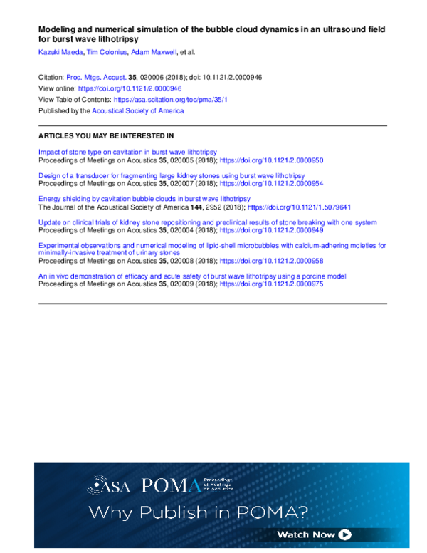 Pdf Modeling And Numerical Simulation Of The Bubble Cloud Dynamics In An Ultrasound Field For