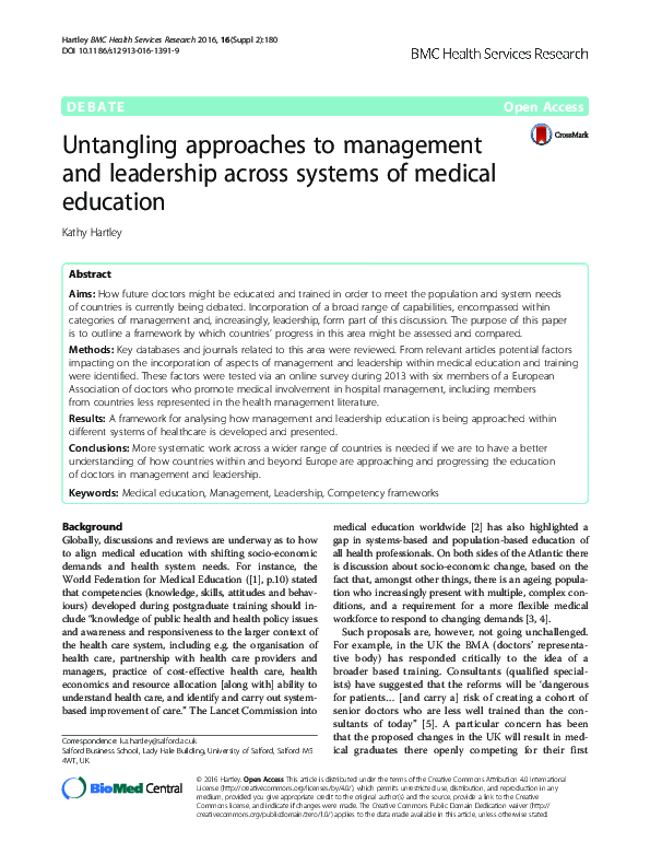 (PDF) Untangling approaches to management and leadership across systems ...