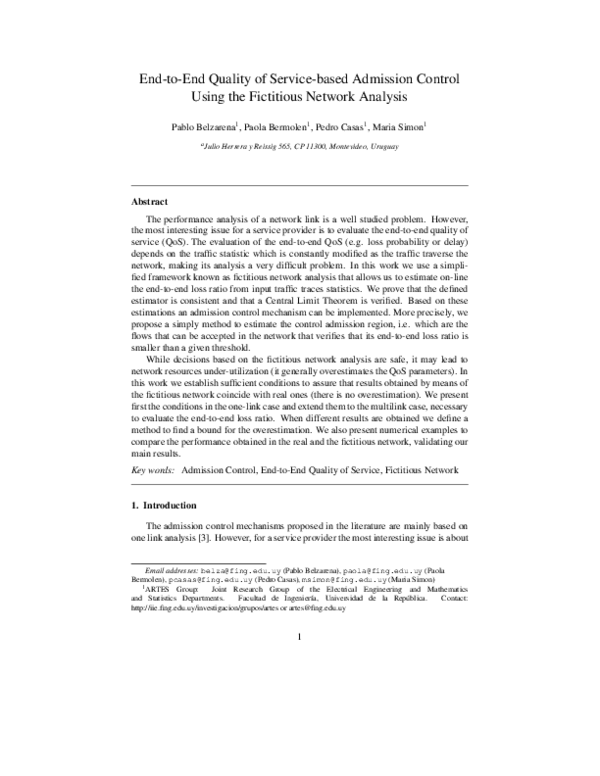 (PDF) End-to-end quality of service-based admission control using the ...