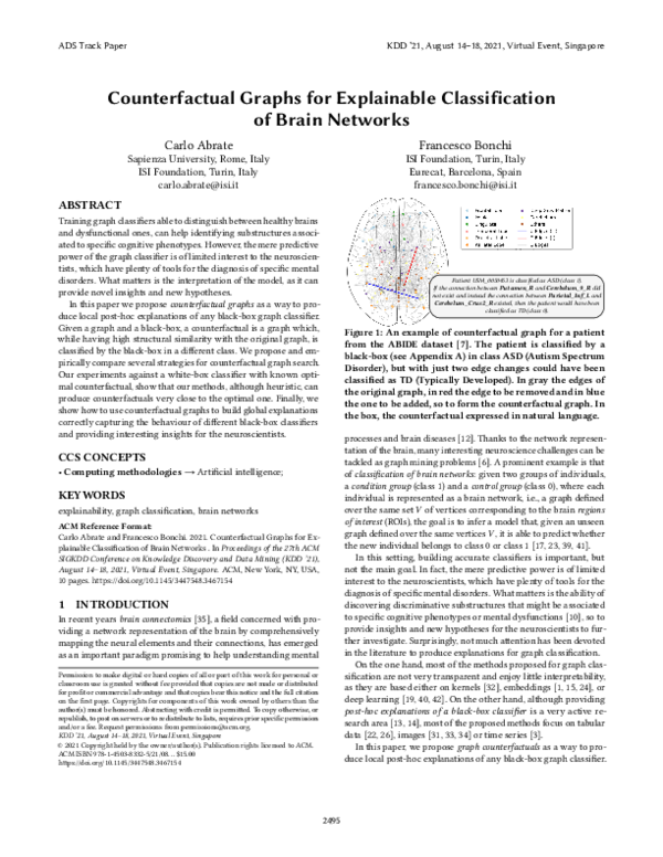 Pdf Counterfactual Graphs For Explainable Classification Of Brain Networks